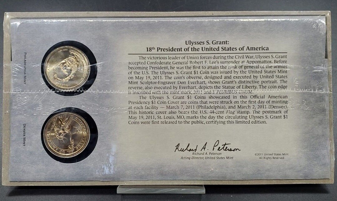 2011 ULYSSES S. GRANT 18th Presidential Dollar P & D 2 Coins Set First ...