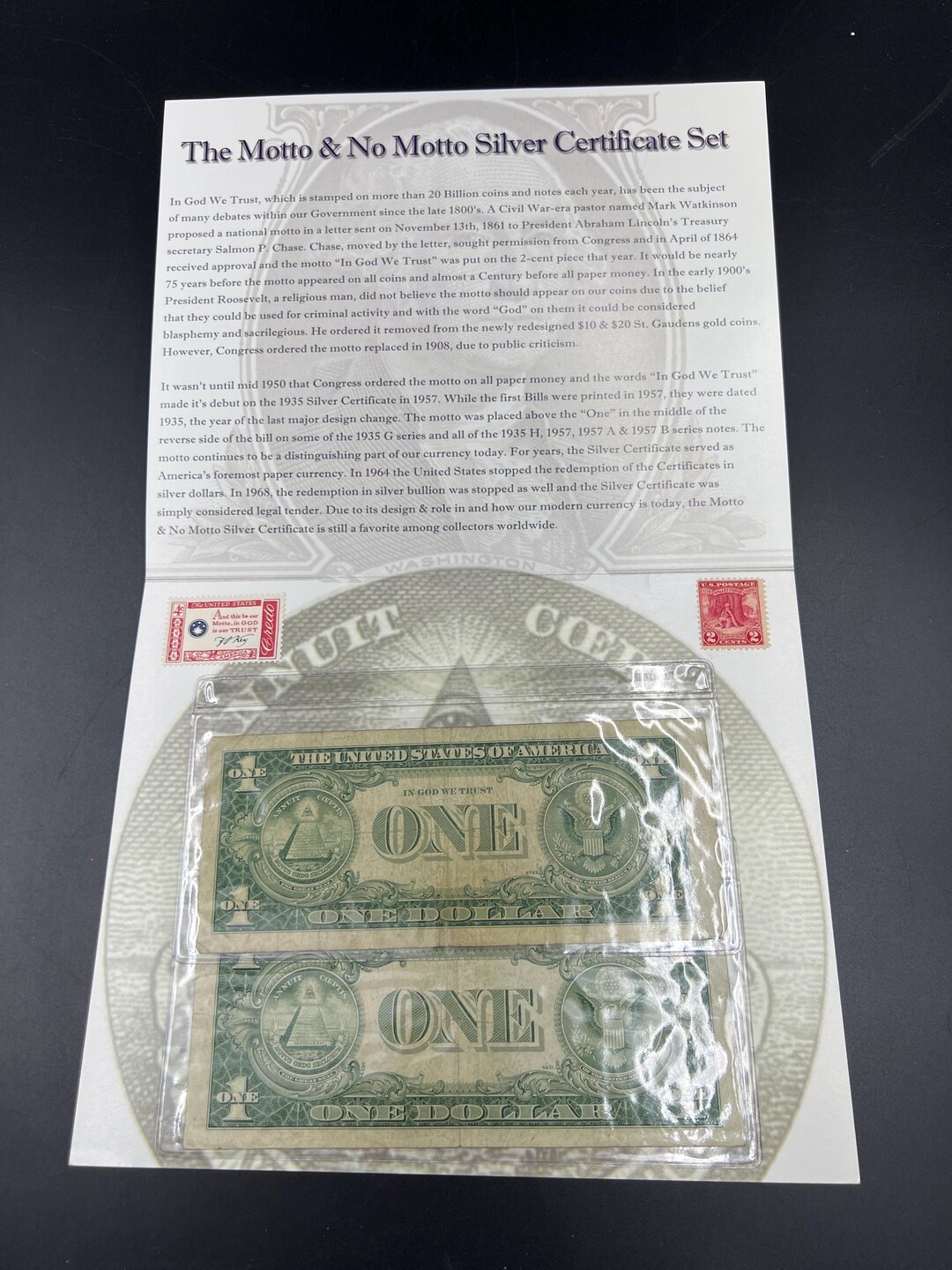 Motto & No Motto USPS Stamp and 1935 G One Dollar Silver Certificate ...