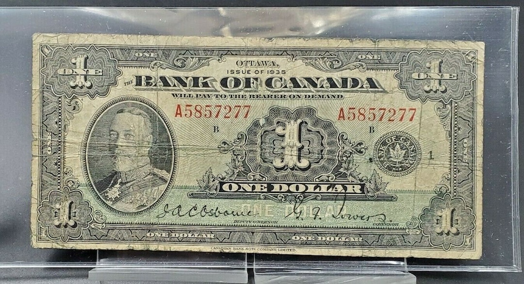 1935 Bank of CANADA Ottawa 1 English Version Canadian Bank Note Company ...