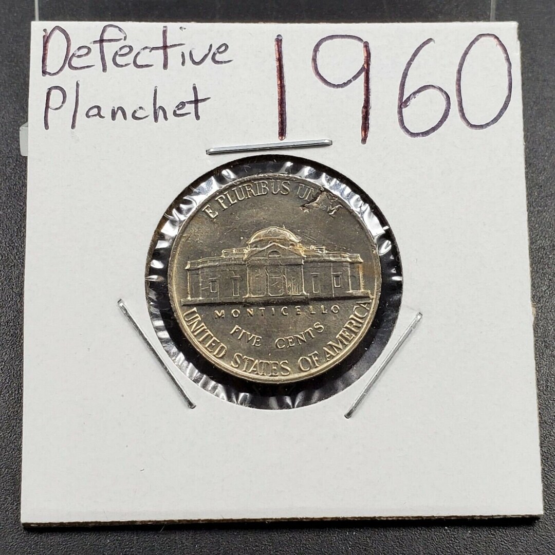 1960 P Jefferson Nickel 5c BU UNC Defective Planchet Error Coin - Etsy