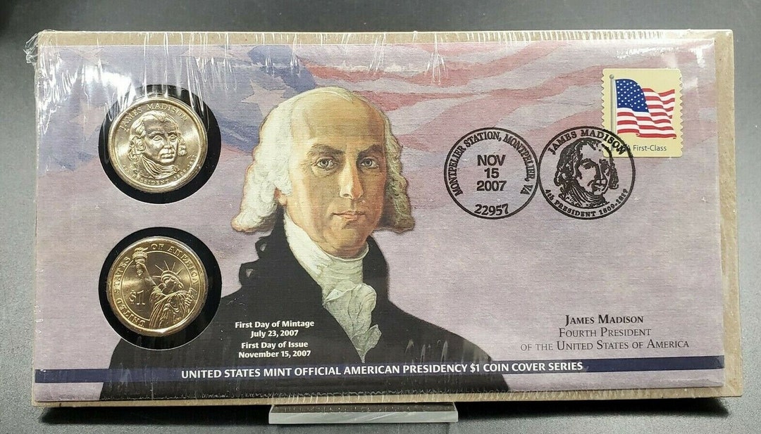 JAMES MADISON Presidential Dollar P & D 2 Coin Set First Day OGP - Etsy