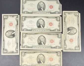 1953 5 Five Dollar Legal Tender Red Seal Note Bill VG / Fine Circulated ...