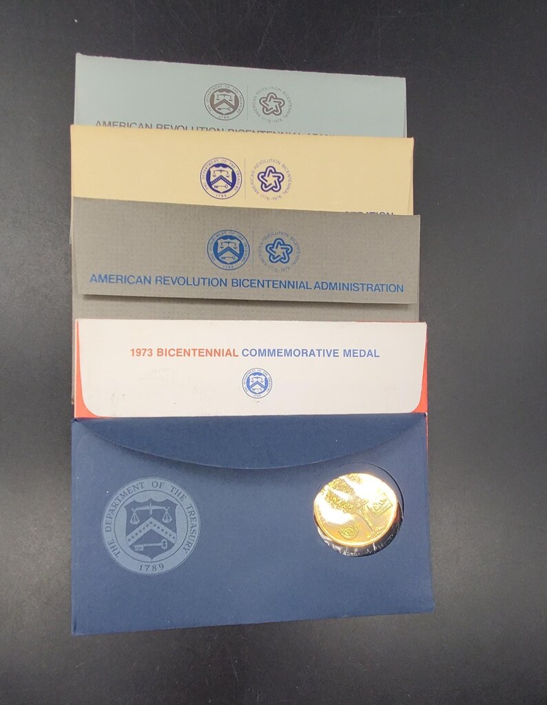 Lot of 5 Bicentennial Medals With First Day Covers - 1972 1973 1974 ...