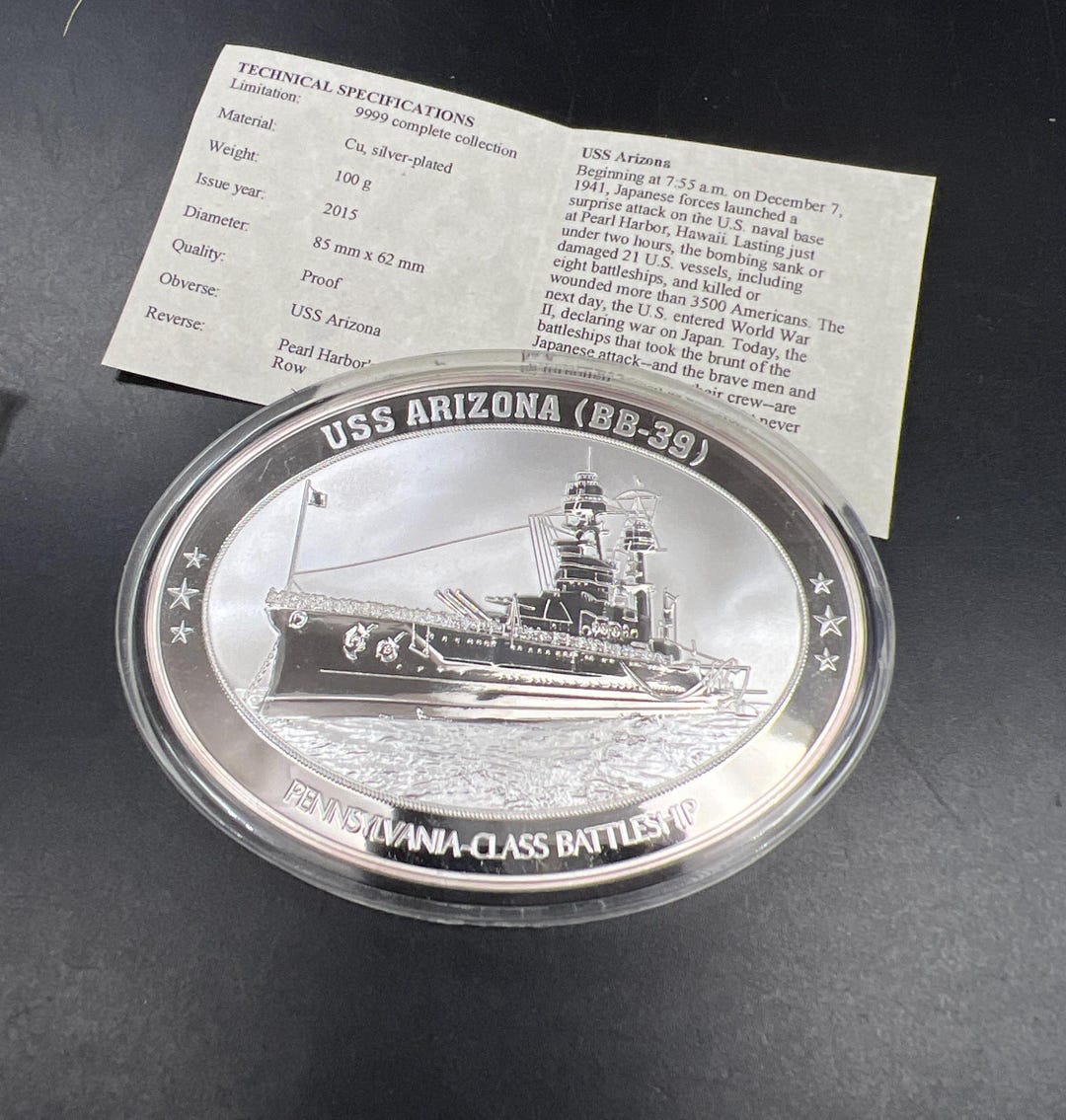 2015 USS Arizona Pearl Harbor's Battleship Row Commemorative Coin W/coa ...