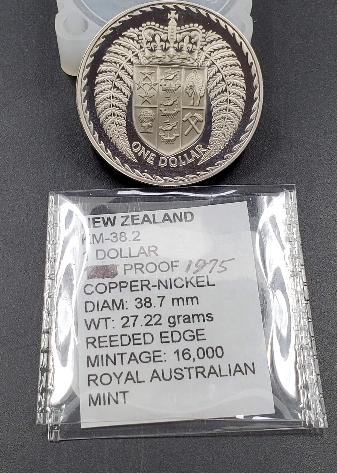1975 New Zealand Proof One Dollar Coin KM-38.2 Gem Uncirculated Proof ...