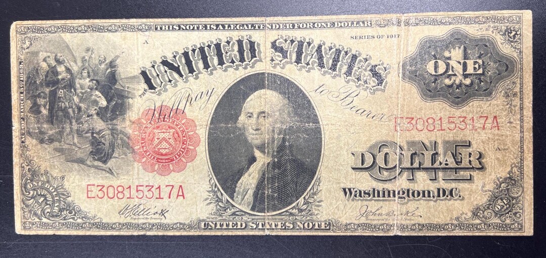1917 1 One Dollar Legal Tender Elliot & Burke FR37 Sawhorse US Note ...