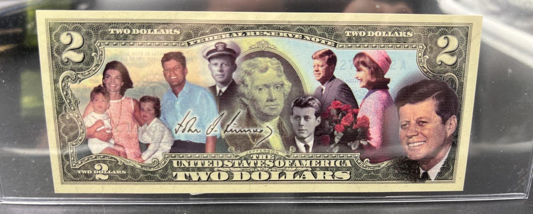 The Life & Legacy of John F. Kennedy Colorized 2 Bill US Legal Tender ...