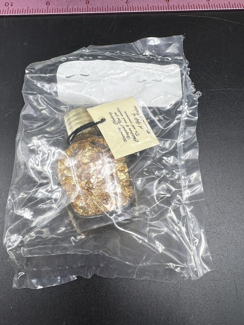 Pure Brazilian Gold Leaf Flake in Water Glass Bottle Gift Vial Mineral ...