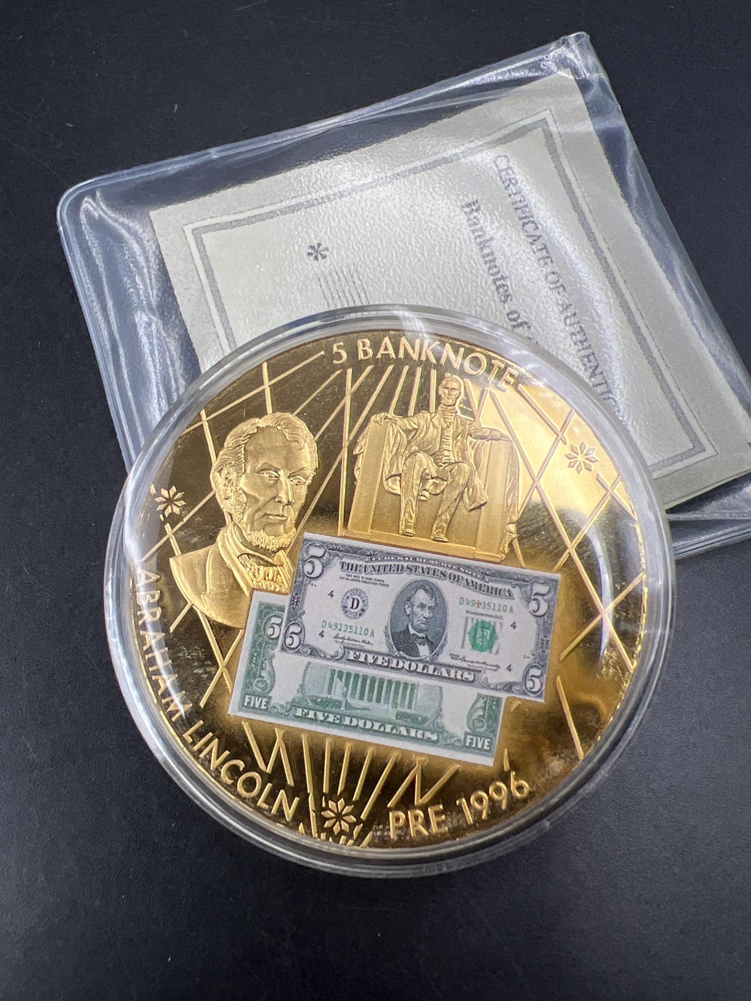 Abraham Lincoln Medallion FRN US Banknote Tribute Medals Uncirculated ...