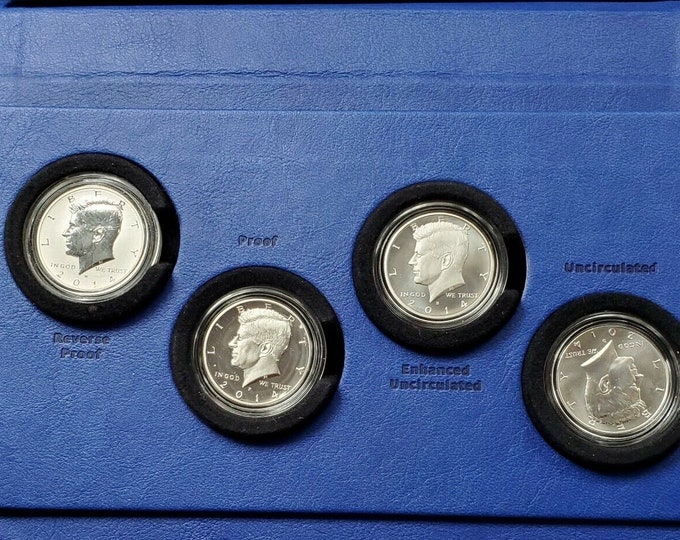 2014 50th Anniversary Kennedy Half Dollar Silver 4 Coin Set With Box ...