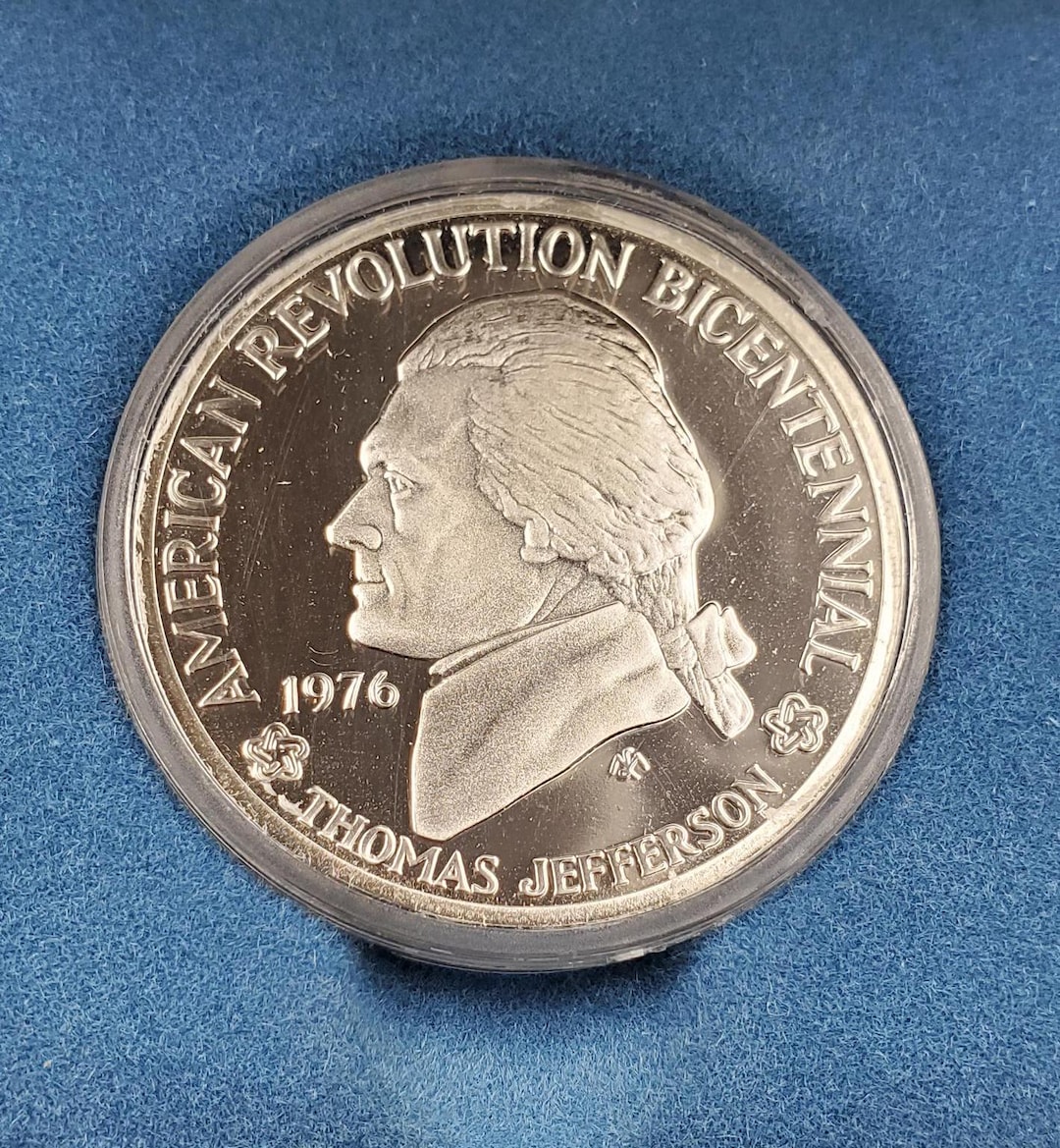 1976 Sterling Silver Bicentennial Commemorative Medal Thomas Jefferson ...