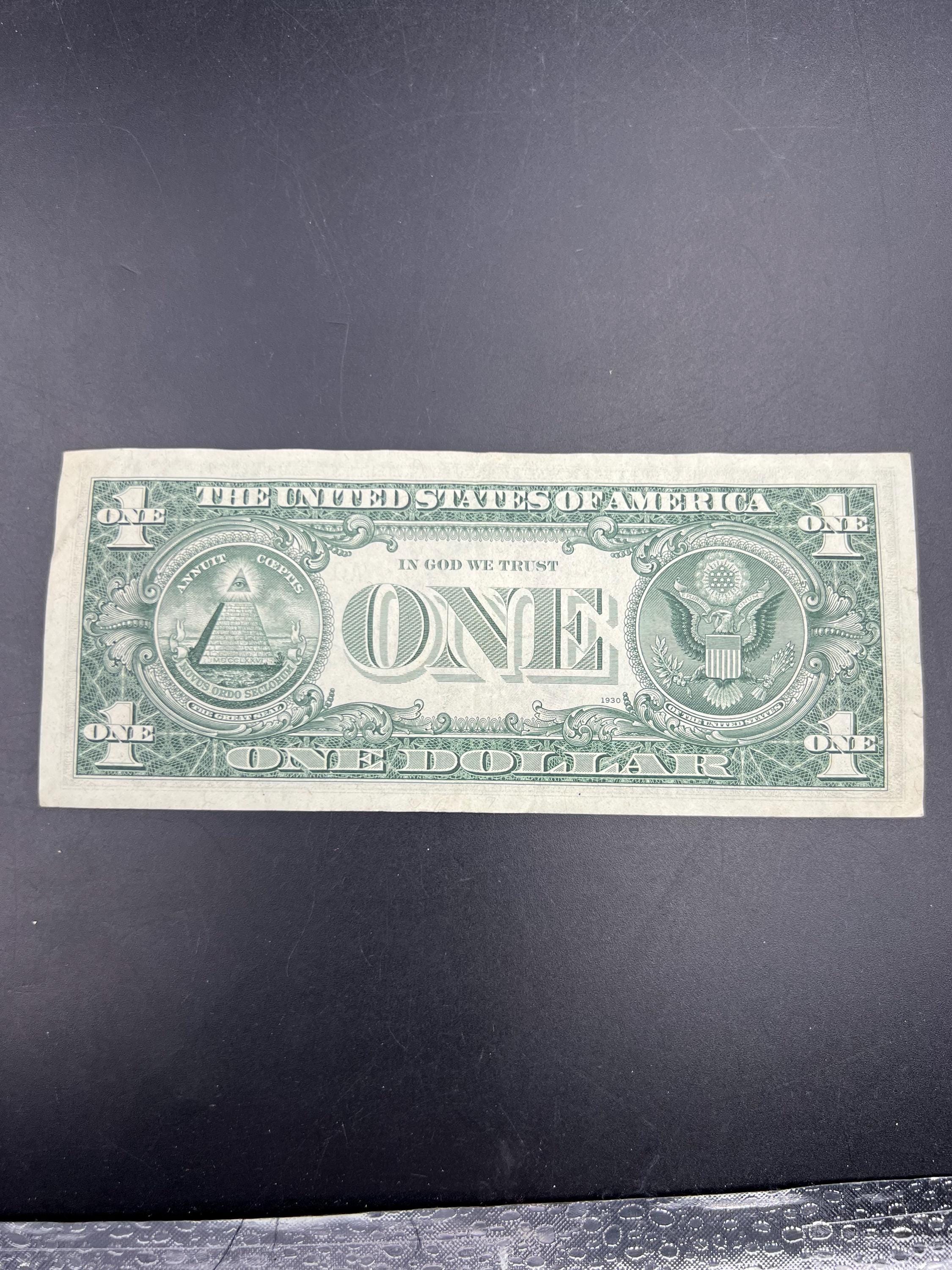 Misalignment Overprint Error 1974 1 One Dollar FRN Error Note ...