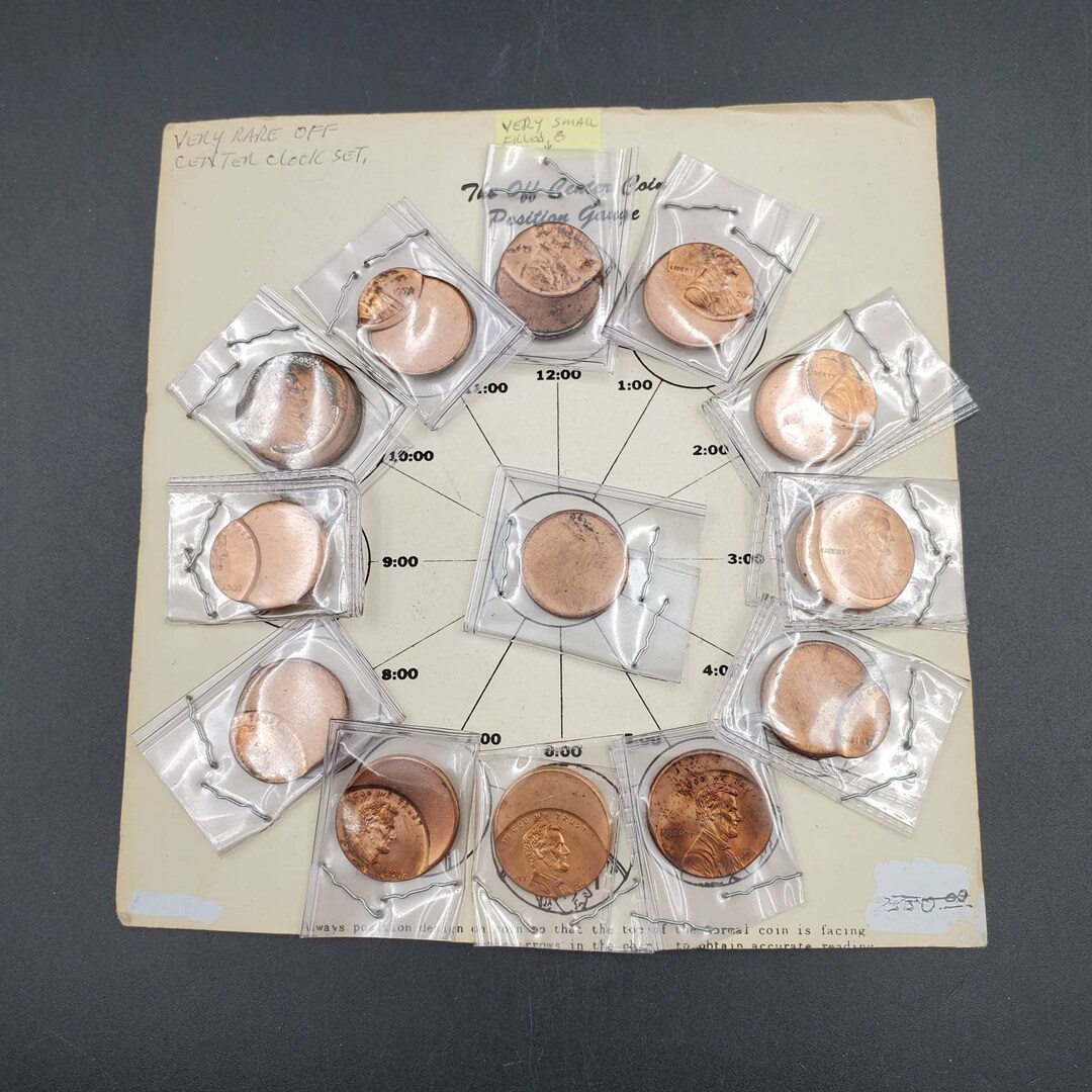 Complete 13 Coin off Center Error Lincoln Memorial Cent Penny Clock Set ...