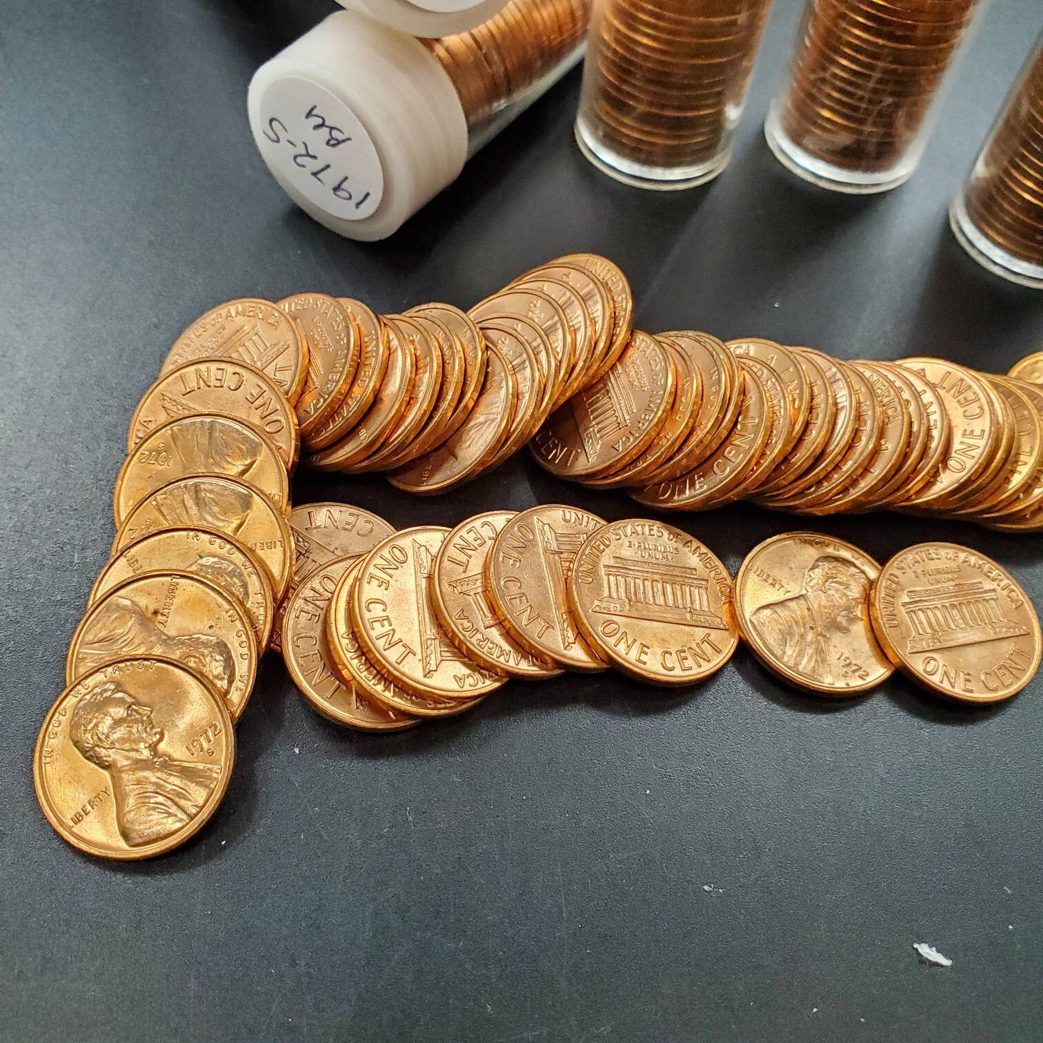 1972 S BU Roll Lincoln Copper Memorial Cent Penny 50 Coins - Etsy