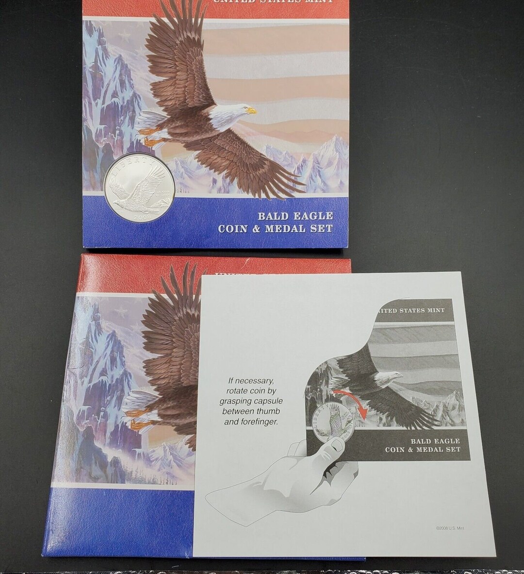 2008 P Bald Eagle Coin & Medal Set W US Mint OGP Uncirculated Silver ...
