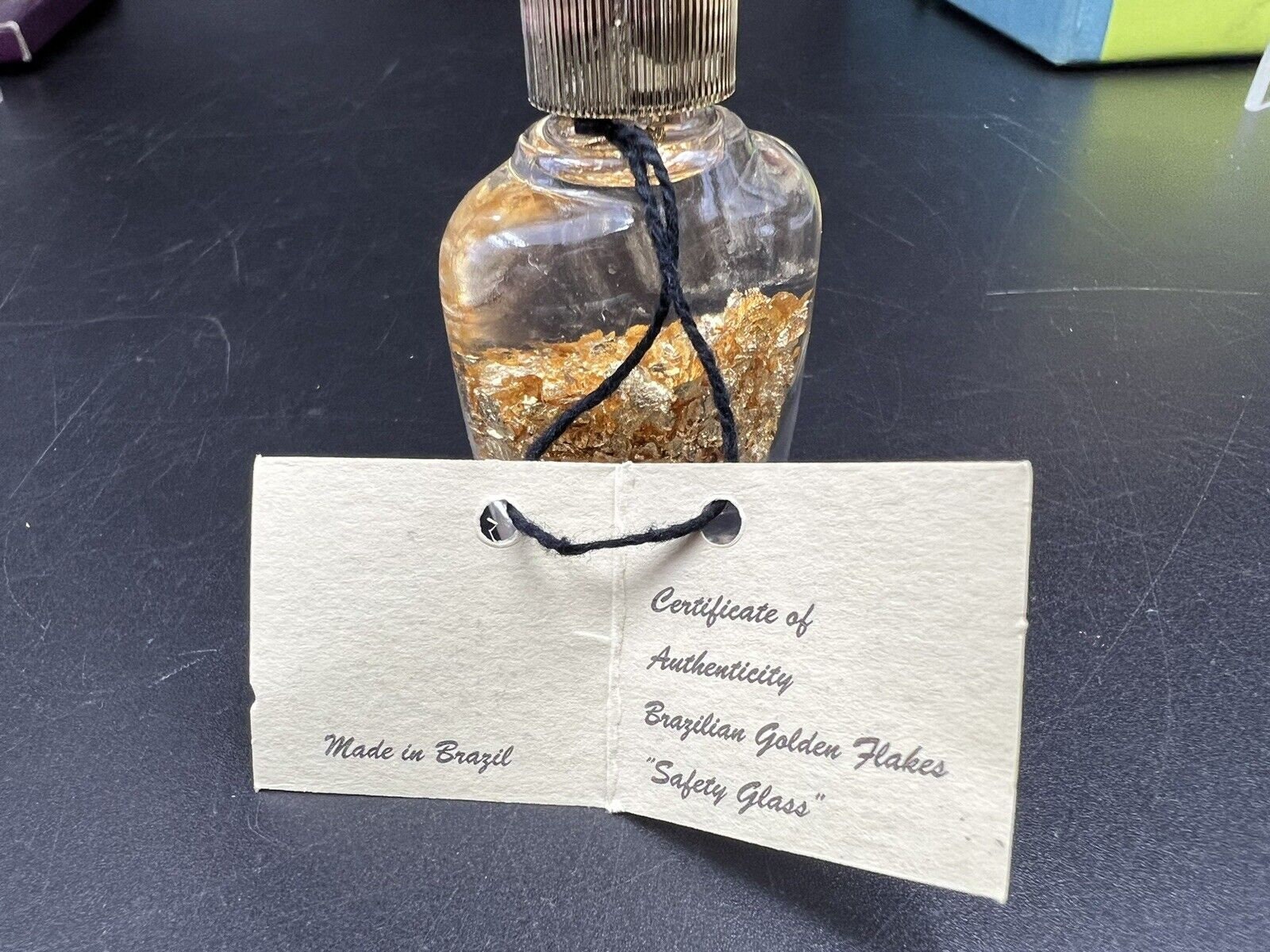 Pure Brazilian Gold Leaf Flake in Water Glass Bottle Gift Vial Mineral ...
