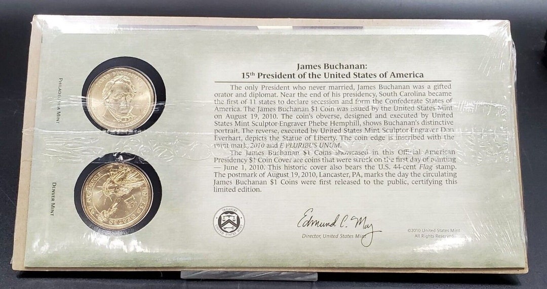 James Buchanan 15th Presidential Dollar P & D 2 Coins Set First Day OGP ...