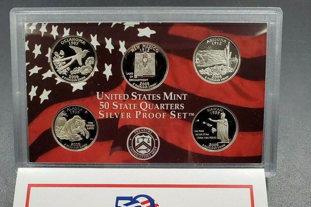 2008 State Statehood Quarter Proof Silver Coin Set OGP Hawaii Alaska ...