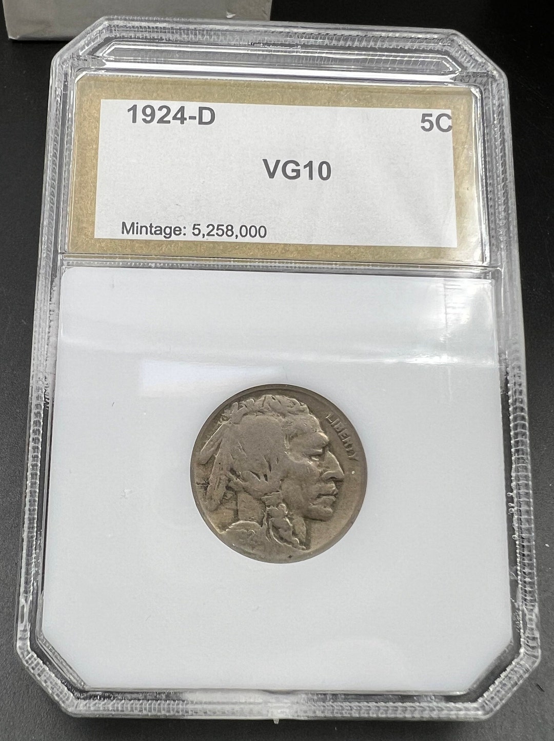 1924 D 5c Buffalo Nickel Coin Retro Slab PCI Certified VG10 Very Good ...