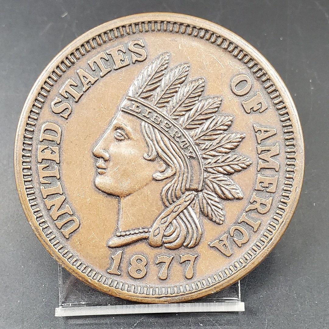 Large 3 Inch Novelty Coin/coaster/paperweight 1877 Indian Head Cent ...