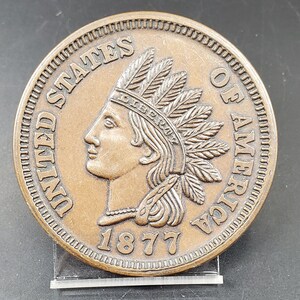 Large 3 Inch Novelty Coin/coaster/paperweight 1877 Indian Head Cent ...