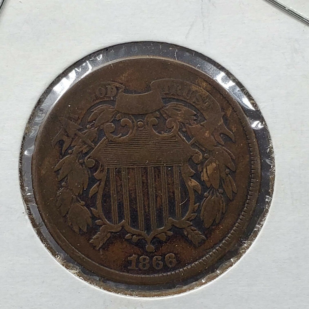 1866 2C Two Cent Copper Coin Piece Choice F Fine Circulated - Etsy