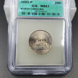 2001 P North Carolina State Quarter Coin ICG MS67 Gem BU Uncirculated - Etsy
