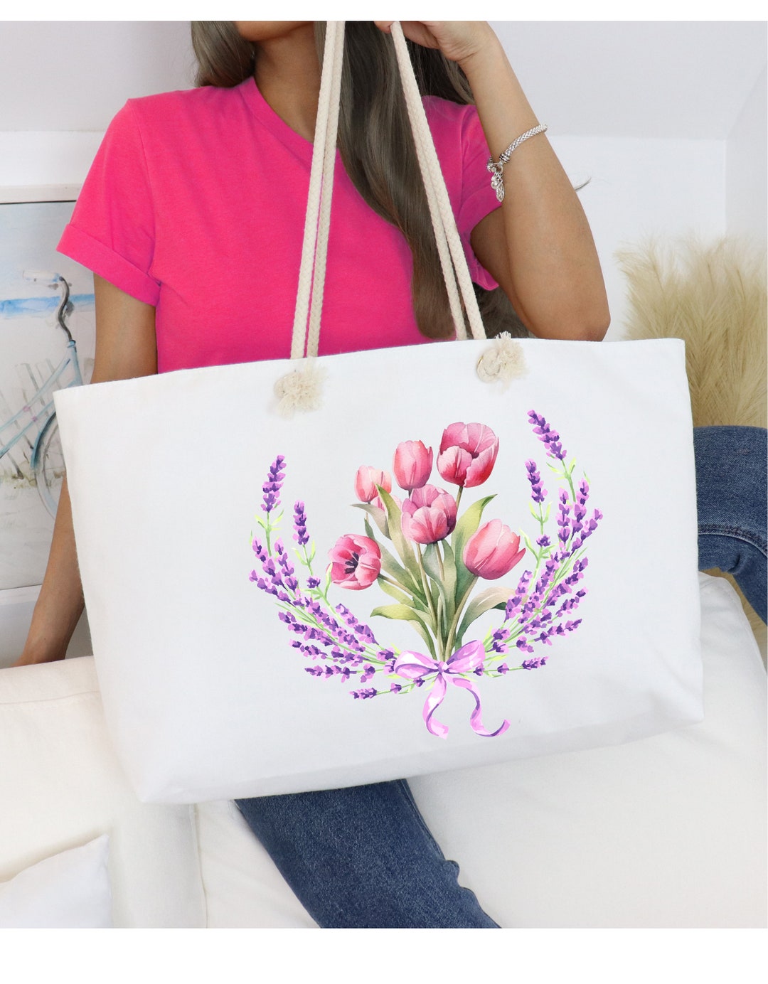 Tulip Bouquet Tote Bag,spring Flowers, Spring Garden,spring Wreath ...