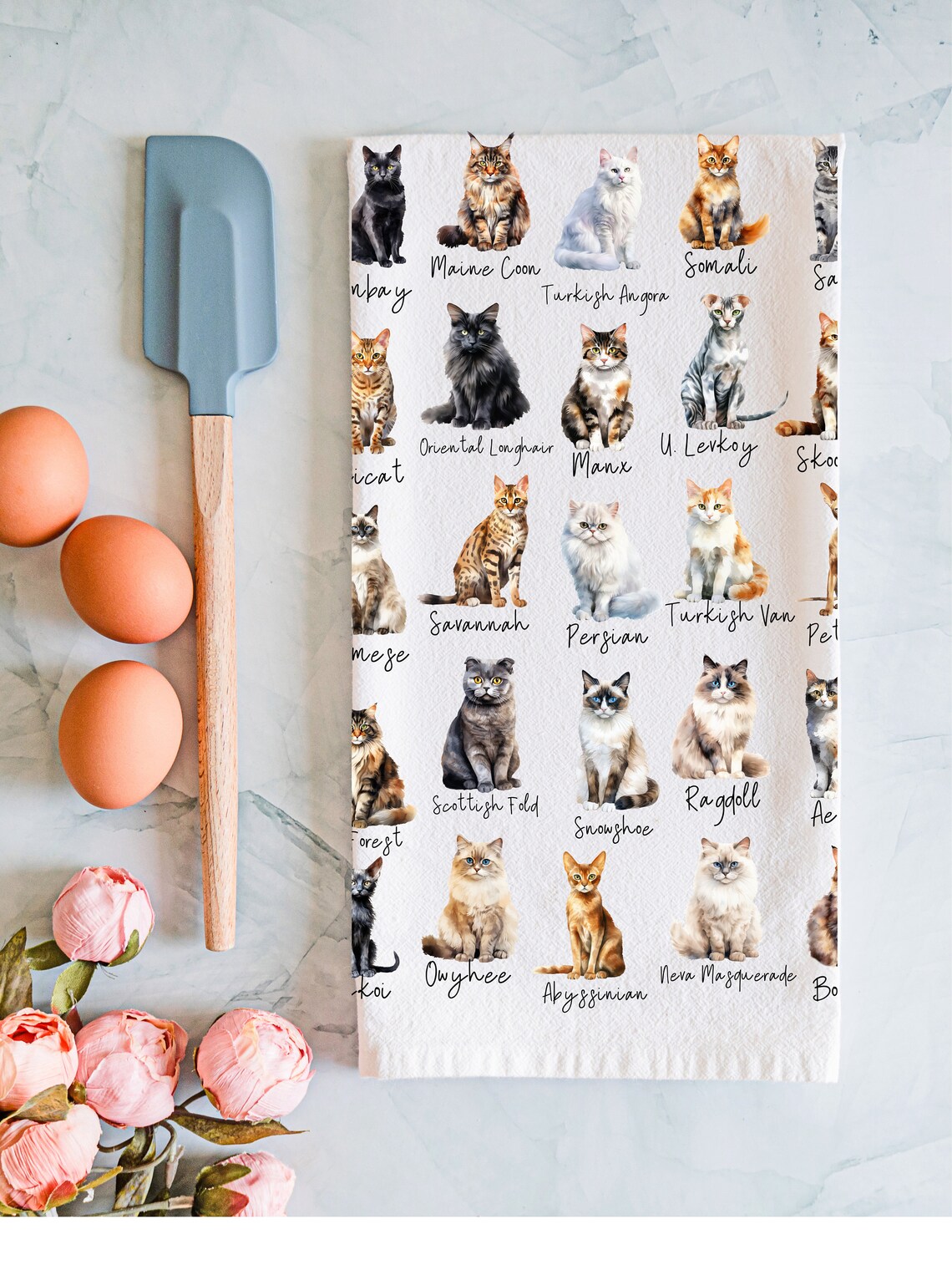 Cats Tea Towel, Cat Tea Towel, Cat Lovers Gift, Types of Cats Tea Towel ...