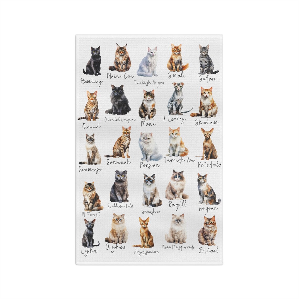 Cats Tea Towel, Cat Tea Towel, Cat Lovers Gift, Types of Cats Tea Towel ...