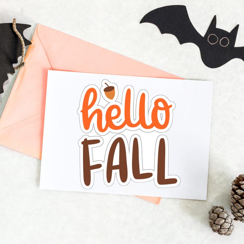 Hello Fall Sticker, Autumn Time, Cute Sticker, Fall Season, Kiss-cut ...