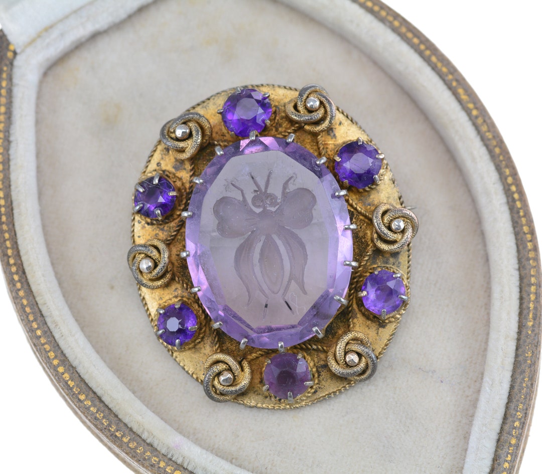 Rare Victorian Amethyst Intaglio Brooch - Etsy