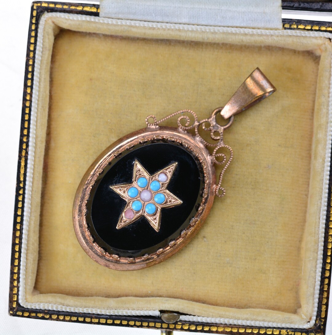 Antique Onyx Star Locket - Etsy