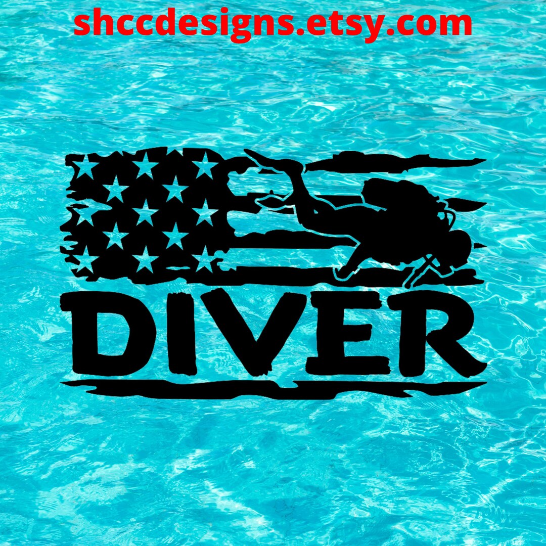 American Dive Flag Diver Vinyl Decal / Die-cut / Window Sticker / Car Decal / Scuba Decal ...