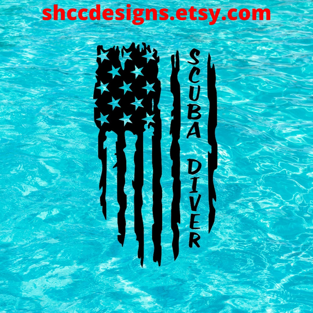 SCUBA Diver American Flag Vinyl Decal / Scuba Diver Decal / NITROX ...