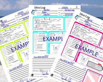 Blue Scuba Diving Log Book Sheets Diver Information & Note | Etsy