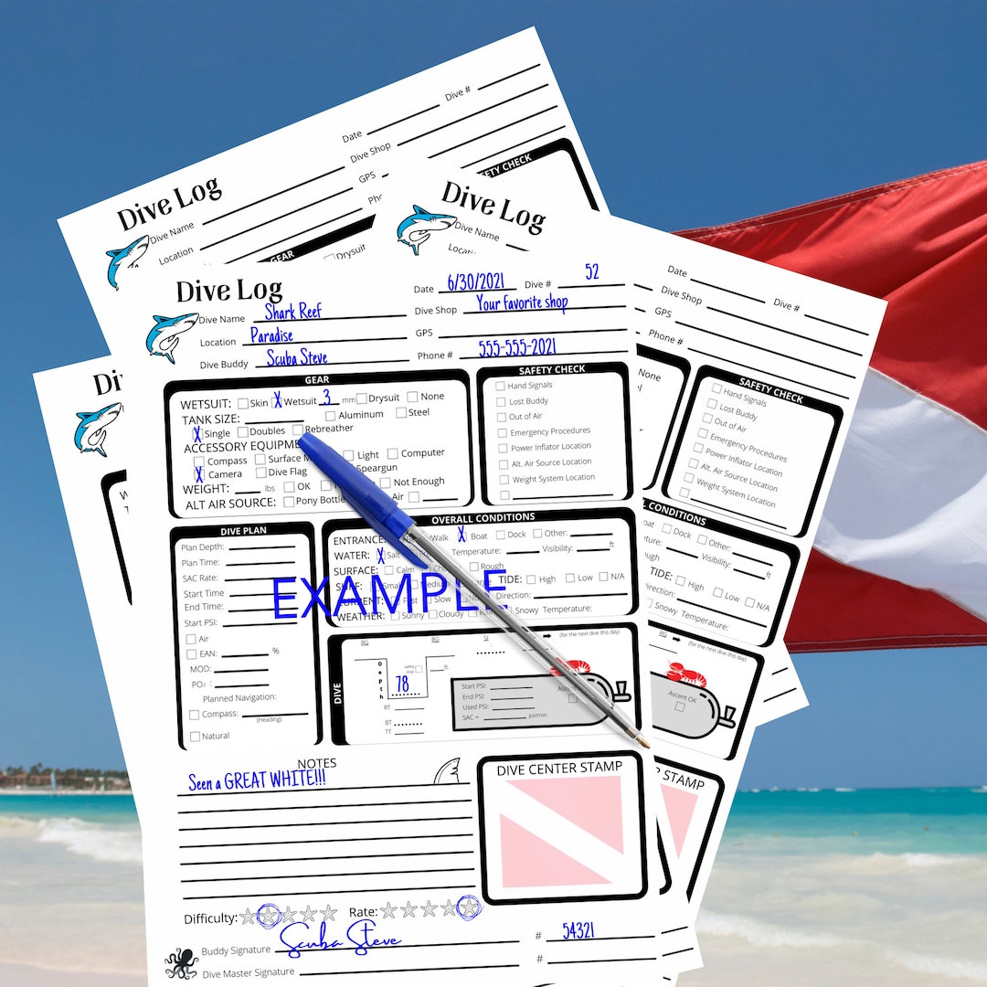 Scuba Diving Log Book: Diver Information & Note Sheets (digital ...