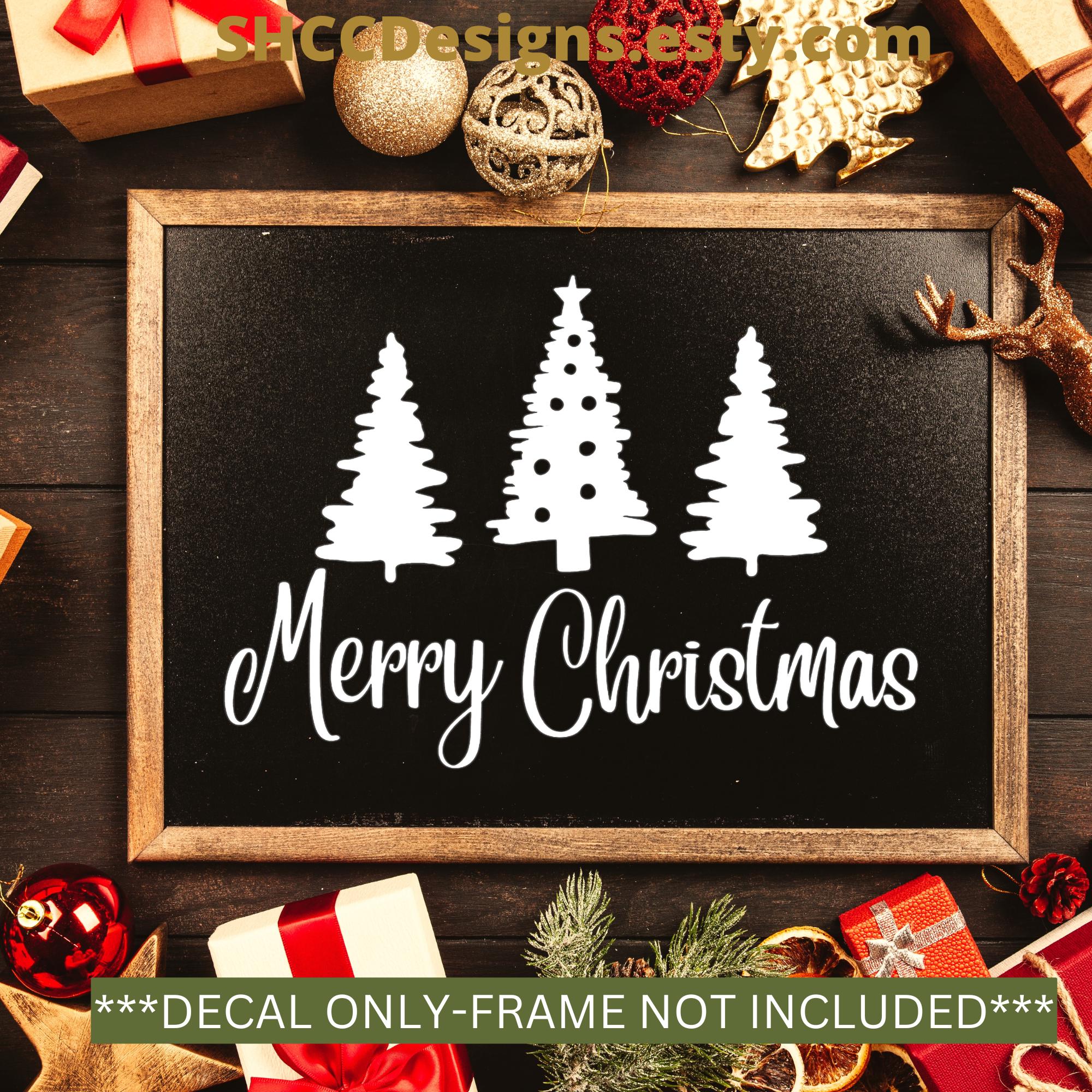 Merry Christmas Trees Vinyl Sticker Decal / Holiday Decor / Family Time ...