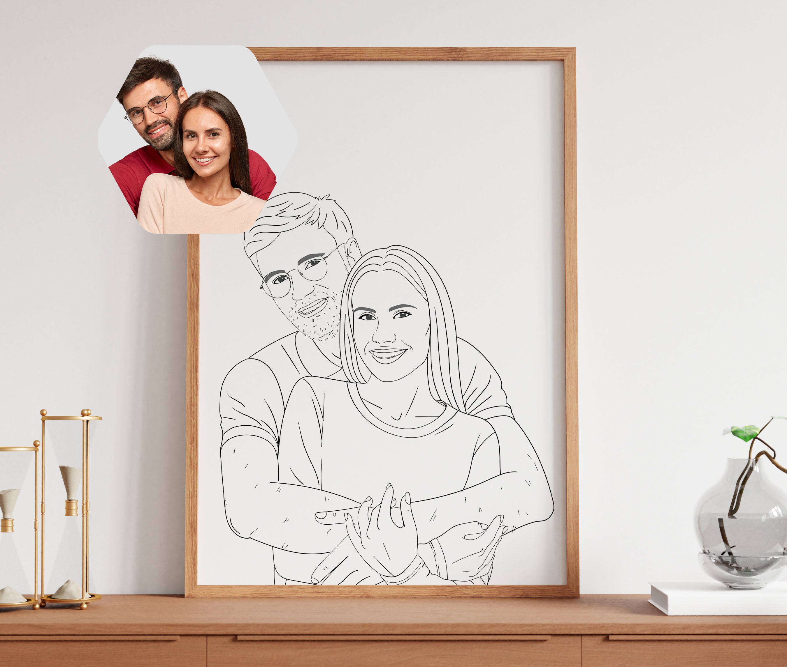 Custom Line Drawing, Family Photo, Minimalist Couple Drawing, Drawing ...
