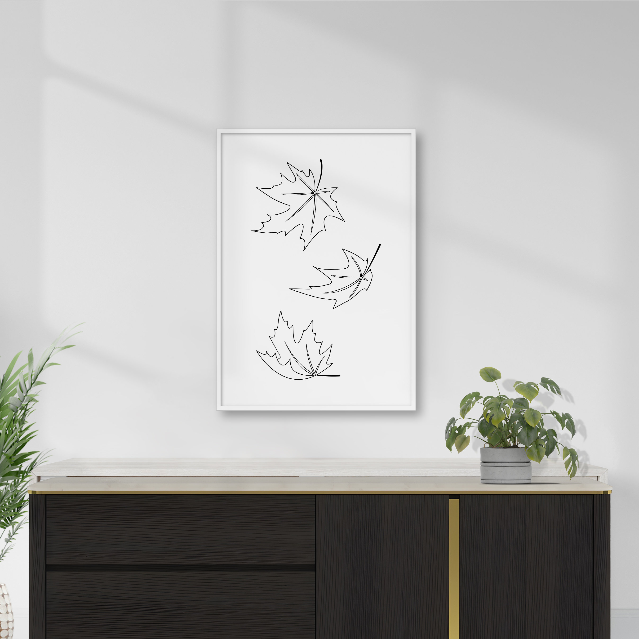 Fall Leaves, Autumn Minimalist Line Drawing Poster, Leaves Print, Fall ...