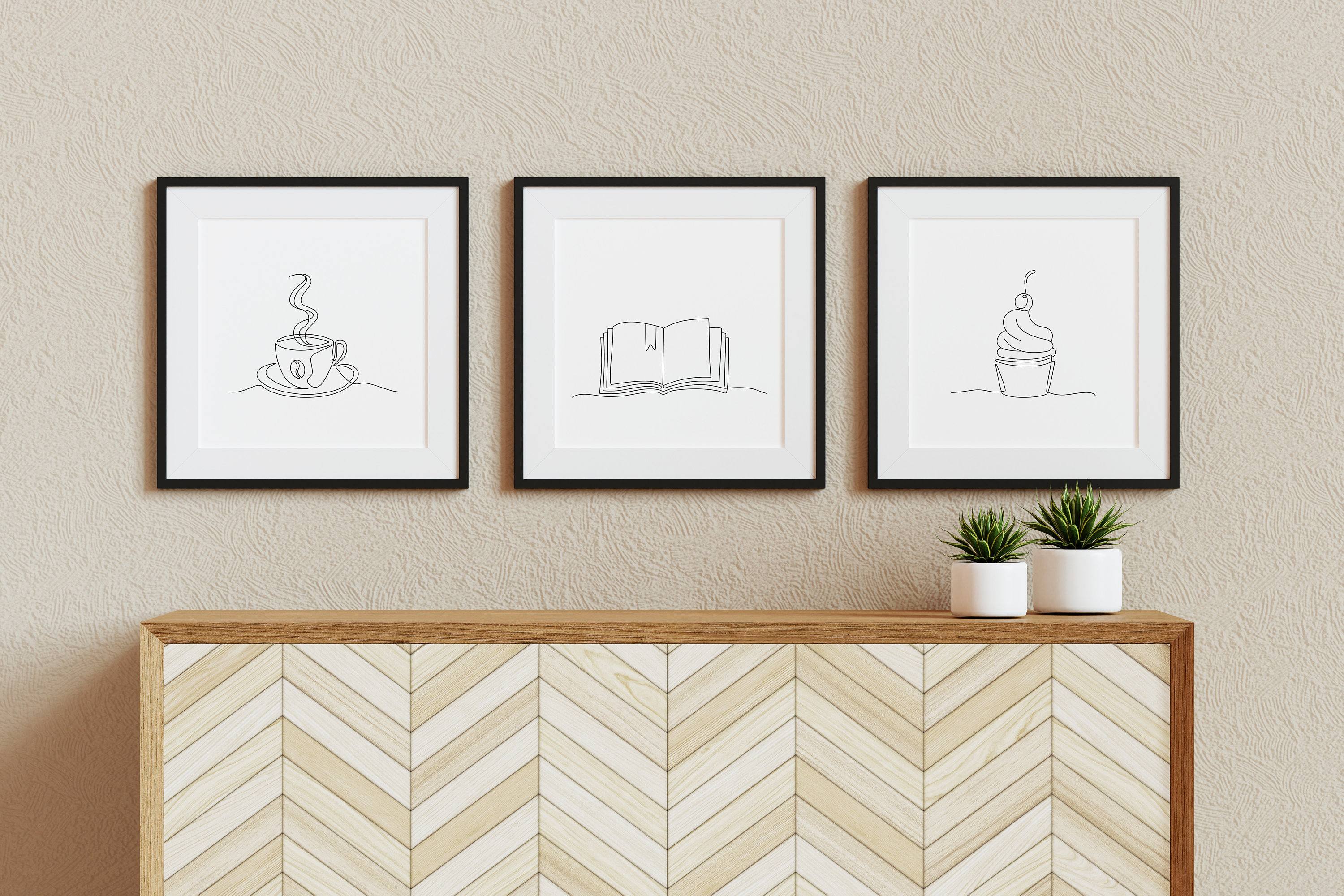 Minimalist Line Drawing Posters, Set of 3 Prints, Book Line Art, Coffee ...