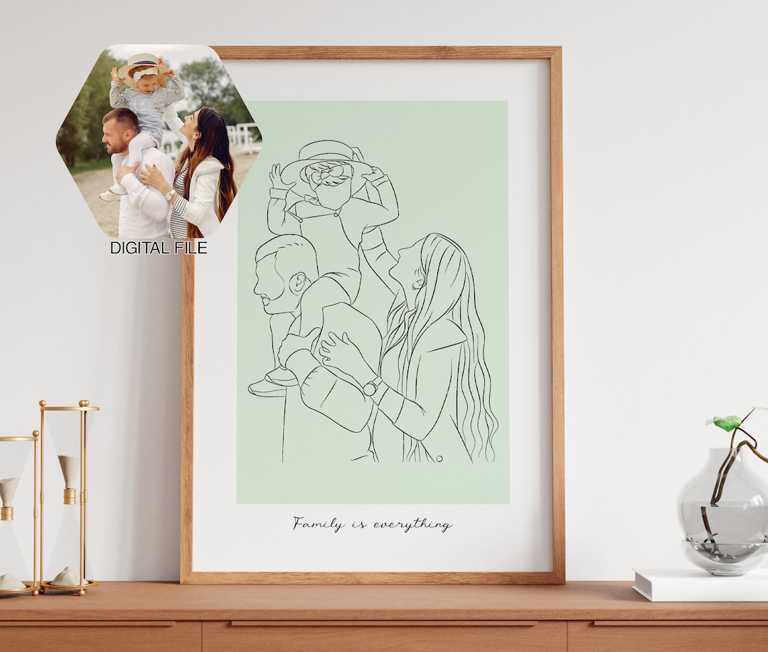 Custom Faceless Portrait, Family Drawing From Photo, Minimalist Couple ...