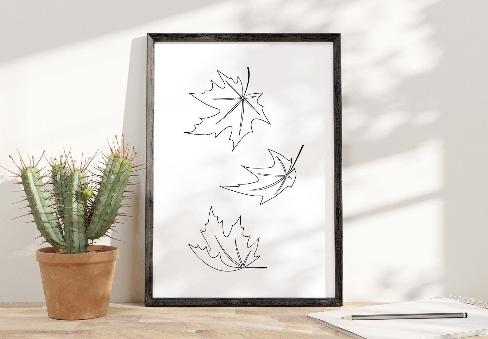 Fall Leaves, Autumn Minimalist Line Drawing Poster, Leaves Print, Fall ...