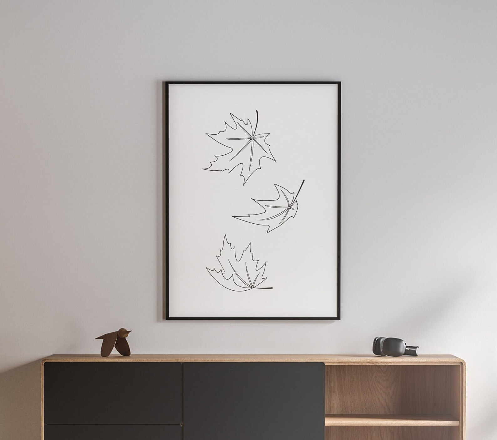 Fall Leaves, Autumn Minimalist Line Drawing Poster, Leaves Print, Fall ...