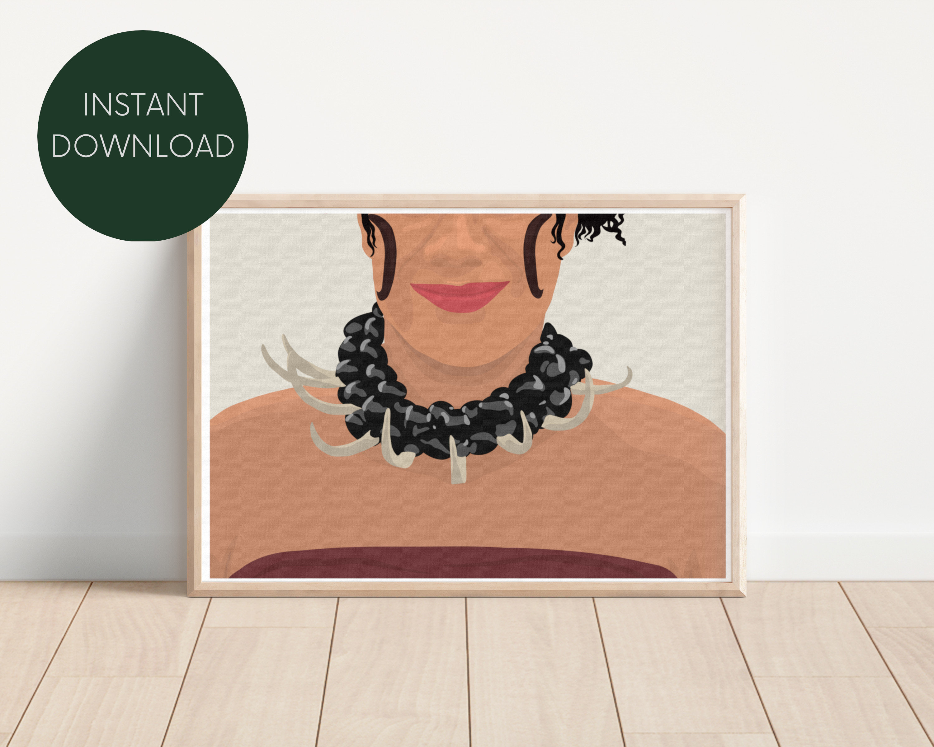 Samoan Tooth Necklace (ula Nifo) Digital Print, Neutral Drawing, Wall ...