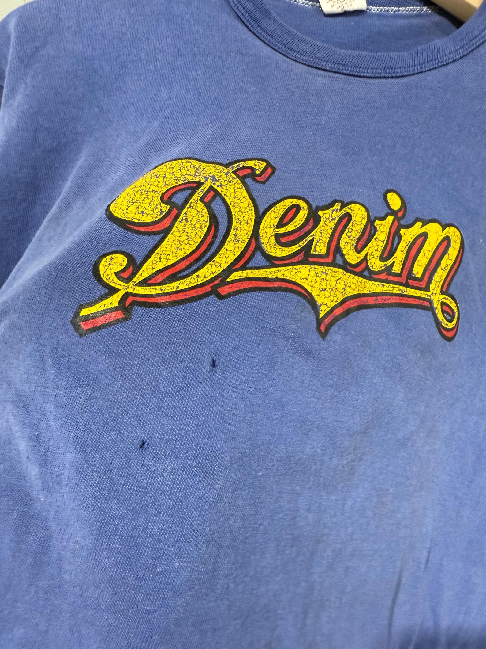Vintage 70s Russell 100% Cotton Tshirt Denim Graphic Faded and ...
