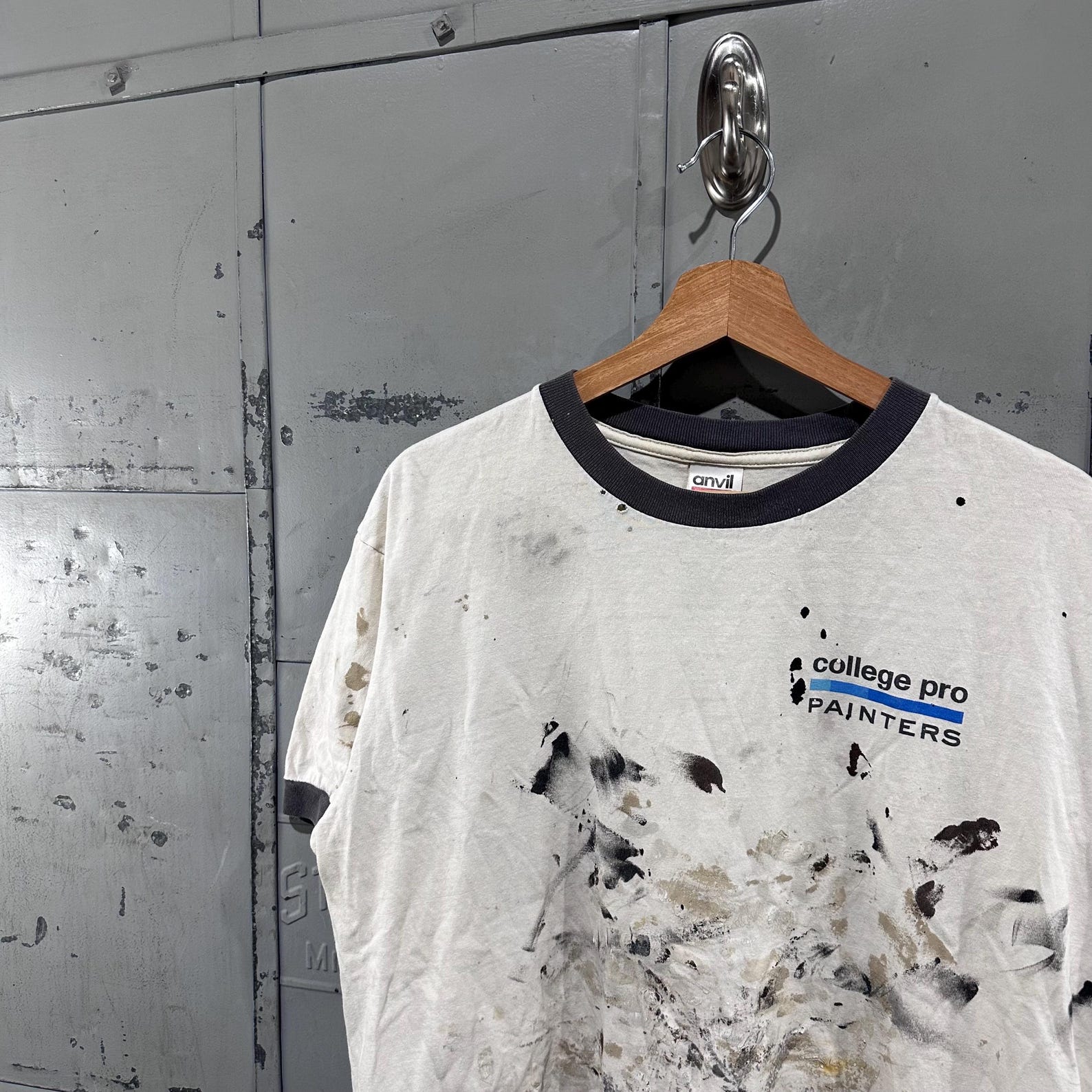 Vintage Paint Splattered Painter Ringer College Pro Distressed Art ...