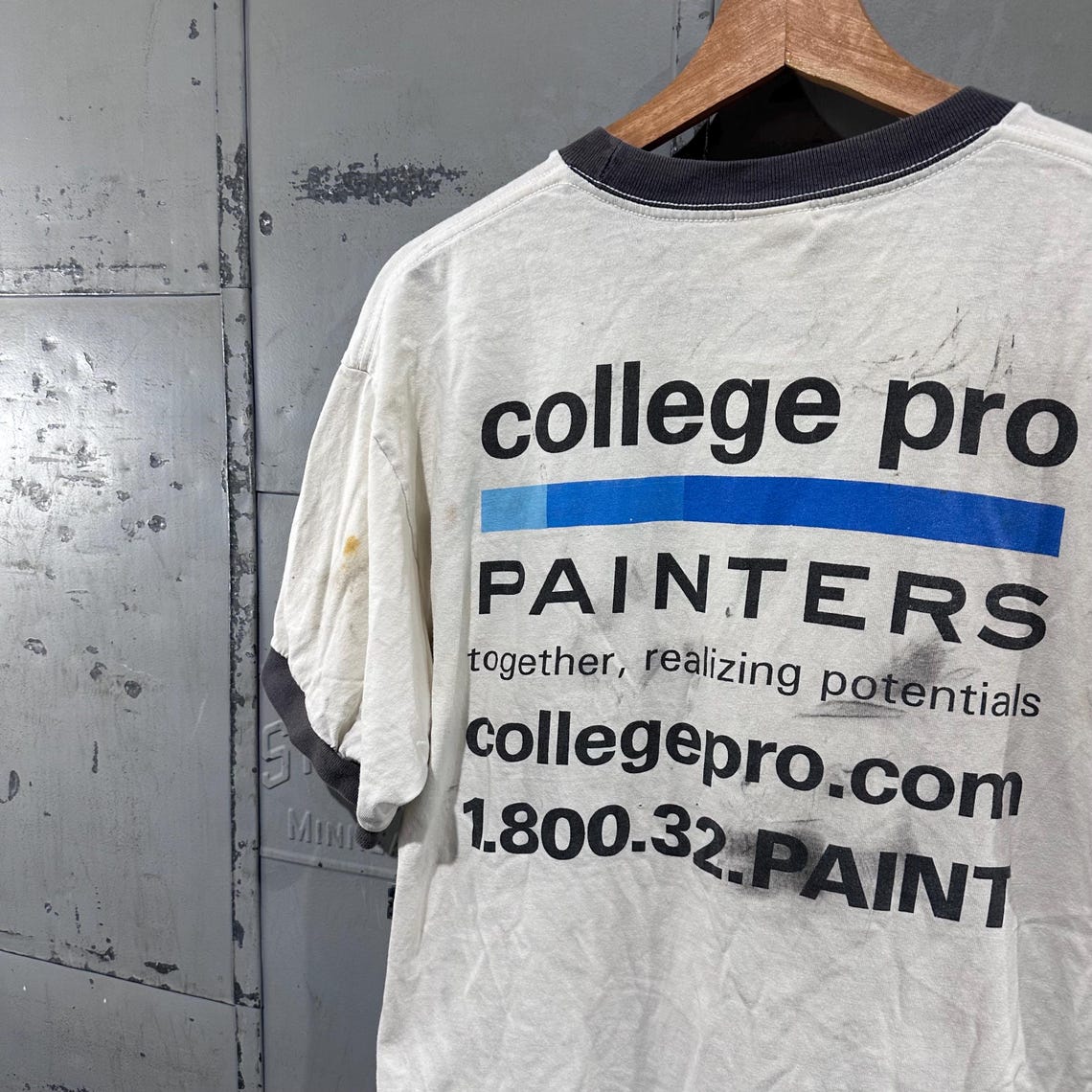 Vintage Paint Splattered Painter Ringer College Pro Distressed Art ...