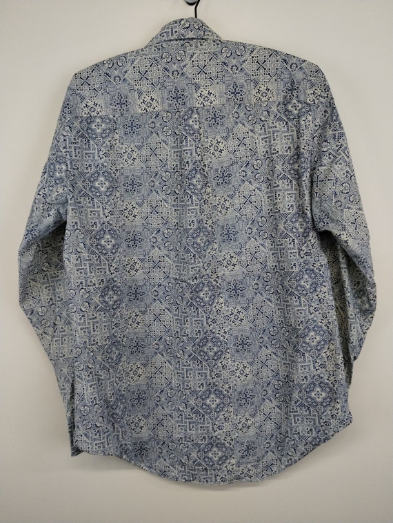 M 70s Montgomery Ward Bandana Pattern Dress Shirt Sho… - Gem