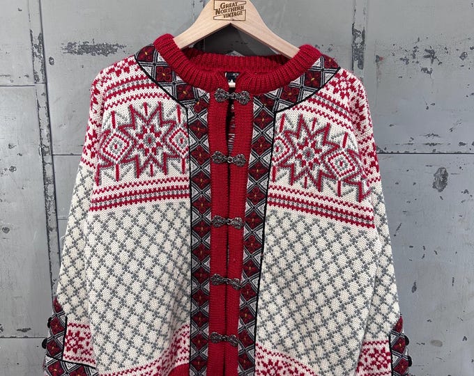 Vintage 90’s Red Dale of Norway Wool Sweater Cardigan Metal Clasps ...